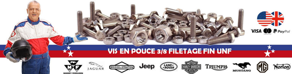 Vis taille impériale 3/8 (9,52 mm) UNF filetage fin 24 filets par pouce