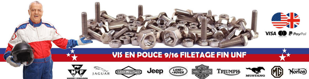 Vis taille impériale 9/16 (14,28 mm) UNF filetage fin 18 filets par pouce
