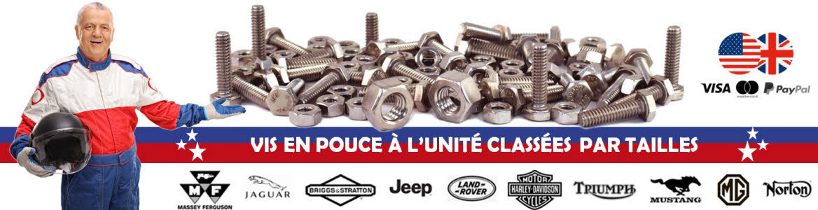 Vis en pouce à l'unité avec un diamètre du N°0 au 1 pouce