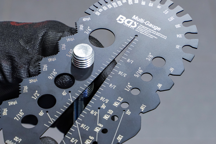 Gabarit pour identifier les vis, écrous et filetages en pouces