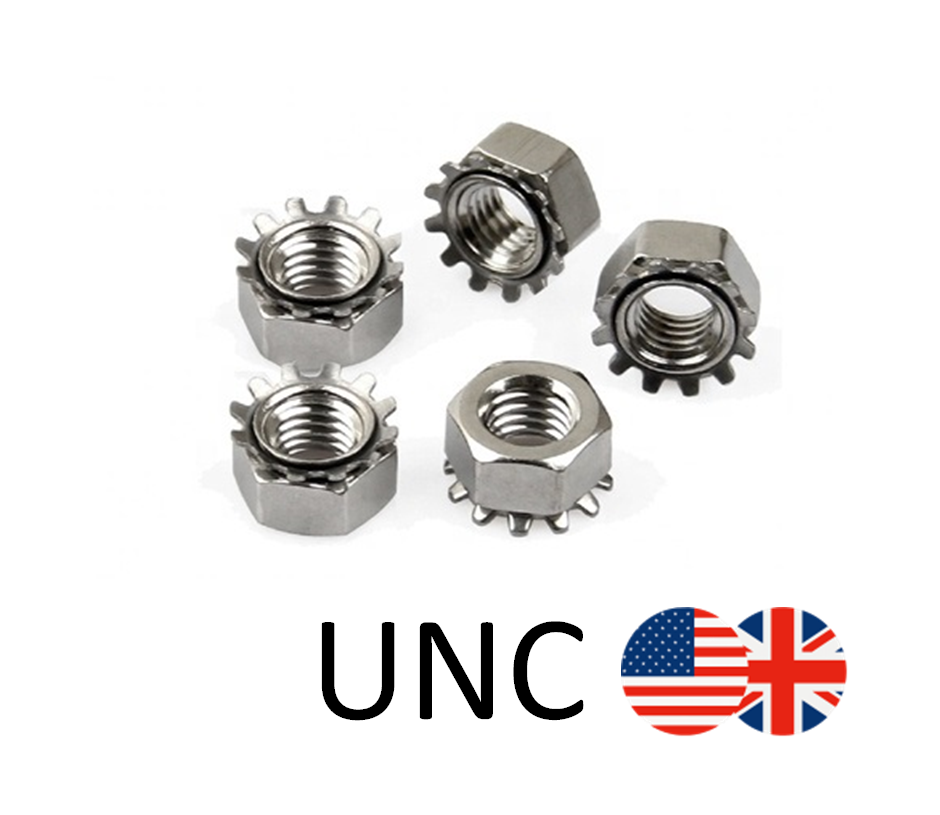Écrous K-Lock avec rondelle dentées en pouces UNC & UNF